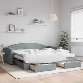 Válenda s přistýlkou a zásuvkami světle šedá 100x200 cm textil 3197247