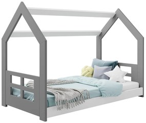 Dětská postel Domeček 160x80 D2D šedá s roštem