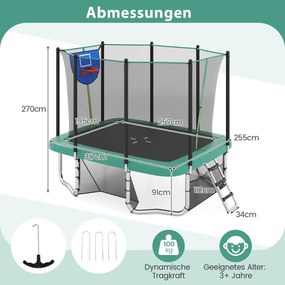 Costway 3 v 1 Obdélníková trampolína se žebříkem