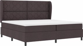 Postel s boxspringem s čelo Tmavě hnědá 200 x 200 cm textil 3340651