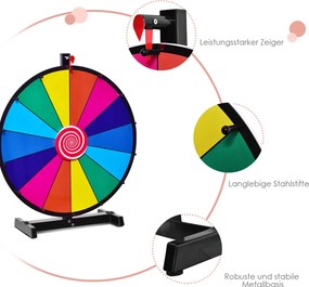 Costway Kolečko 18" Wheel of Fortune s gumou a fixem pro loterijní hry φ48 cm