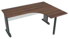 Stůl ergo oblouk levý 160×120/60 cm - Hobis Cross CE 60 L Dekor stolové desky: ořech, Dekor lamino podnože: šedá, Barva nohou: černá