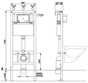 Mereo set wc závěsné kapotované se sedátkem modulem tlačítkem a izolací do sádrokartonu MM02NSETRS210