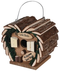 Ptačí budka Love Birds, 17x17x12 cm, dřevo, hnědá