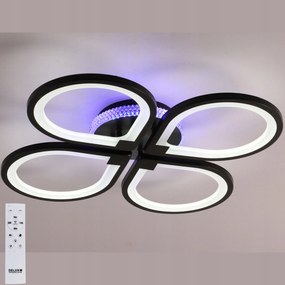 Stropní Svítidlo černá závěsná Stropní Svítidlo Led Lustr Dálkový Ovladač 80W 57cm