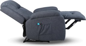 TV křeslo RIVA PLUS s elektrickým polohováním — látka, šedá, nosnost 130 kg