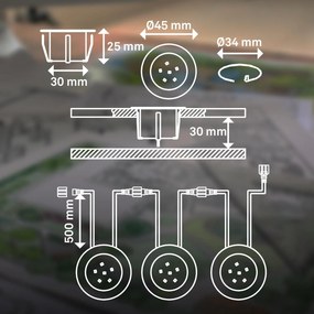 BRI 3915032 CONNECT TO SHINE prodlužovací sada Padouk 3ks LED zapuštěných svítidel do země, IP67 - BRILONER