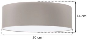 Stropní svítidlo Gaja, 1x béžové textilní stínítko, (bílé plexisklo), (fi 50cm)