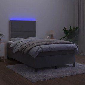Box spring postel s matrací a LED tmavě šedá 120 x 190 cm samet 3270306