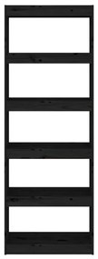 Knihovna / dělicí stěna černá 60x30x167,5 cm masivní borovice - Default Title