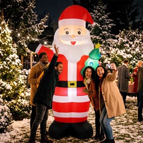 Outsunny Nafukovací Santa Claus, 243 cm, s jasným LED světlem, vánoční dekorace pro vnitřní i venkovní použití, červená