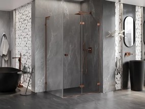 Mexen Lunar-F L, sprchový kout pravý 85 x 70 cm, 8mm čiré sklo, profil růžové zlato, 836L-085-070-60-00-P