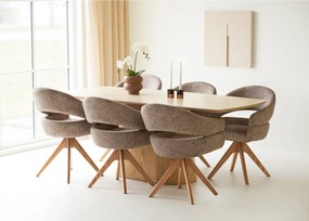 House Nordic Otočná židle DOVER hnědá s dřevěnými nohami 1001408