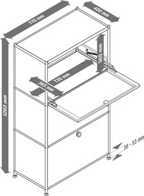 Tchibo - Kovový regál CN3 se 3 výklopnými dvířky - barva: černá