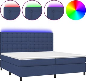 Box spring postel s matrací a LED modrá 200x200 cm textil 3135227