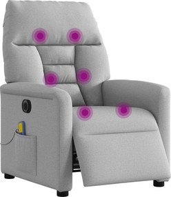 Elektrické masážní polohovací křeslo obláčkově šedé textil 3303031