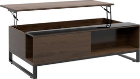 HOMCOM konferenční stolek odkládací stolek se zvedací funkcí 102x58x35,5cm moderní rozkládací stolek s úložným prostorem z oceli v barvě ořech černá |