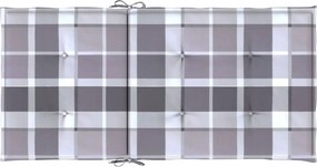 Podušky na židli nízké opěradlo 6 ks šedé kárované 100x50x3 cm 314157