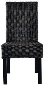 Jídelní židle 2 ks černé ratan kubu a mangovníkové dřevo - Default Title