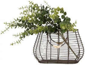 Drátěný košík s uchy omotanými béžovým motouzem – 25x16x17/28 cm