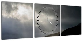 Obraz blížící se bouřky (s hodinami) (90x30 cm)