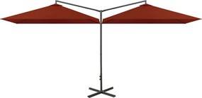 Dvojitý zahradní slunečník s ocelovou tyčí terakota 600x300 cm 312559