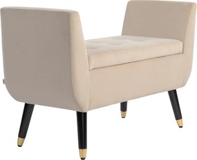 HOMCOM Luxusní sedací lavice Čalouněná lavice s úložným prostorem Područky Truhlicová lavice Sametový polyester kaučukovník Béžová 107 x 42 x 65 cm
