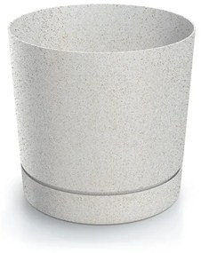 PROSPERPLAST Květináč - TUBO P Eco Wood Průměr: 33,8 cm, Barva: bílá