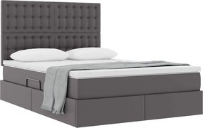 Postel s úložným prostorem s čelo Šedá 140 x 200 cm Umělá kůže 3371671