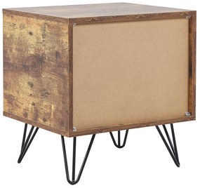 Noční stolek se 2 zásuvkami s efektem tmavého dřeva/černý ARKAN Beliani