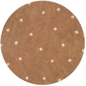 Kusový koberec Dot Chestnut kruh, 140x140, hnedá, detská izba, Lorena Canals