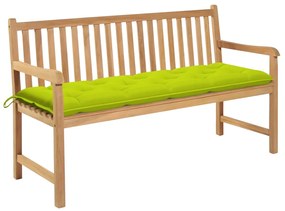 3062729 vidaXL Zahradní lavice s jasně zelenou poduškou 150 cm masivní teak