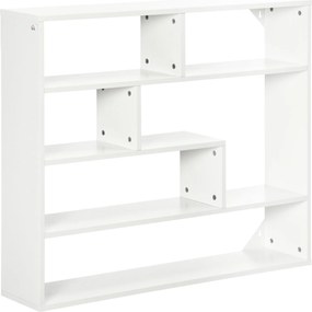 HOMCOM 4-úrovňová nástěnná police s 7 otevřenými přihrádkami pro obývací pokoj, ložnici a kancelář, moderní styl 94x19,5x80 cm Bílá | Aosom