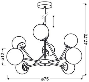 Lustr na tyči BEST 8xE14/40W/230V