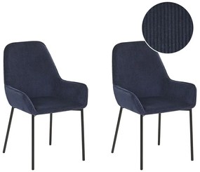 Sada 2 manšestrových jídelních židlí modré LOVERNA Beliani