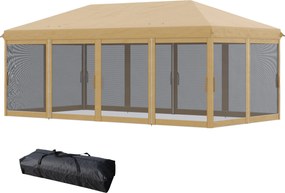 Skládací pop-up altán Outsunny 6x3 m se 6 bočními stěnami síťoviny, UV ochrana a taška na přenášení pro kempování | Aosom