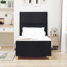 Rám postele s čelo Černá 100 x 200 cm textil 3344783