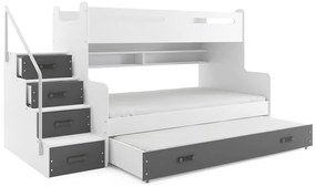 BMS Group Dětská multifunkční postel se schůdky a přistýlkou MAX 3 200x120 bílá Šedá