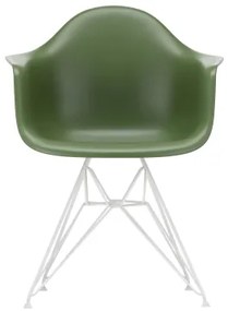 Eames Plastic Armchair DAR bíle lakovaná lesní zelená černé na koberec Vitra