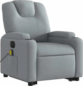 Elektrické zvedací masážní polohovací křeslo světle šedé textil 3204404