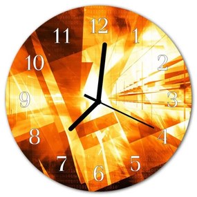 Nástěnné hodiny obrazové na skle - Abstrakt oranžový