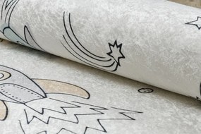 Dywany Łuszczów, Dětský kusový koberec Bambino 1278 Space rocket cream, 80x150, vícebarevná, dětský pokoj