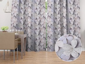 Biante Dekorační závěs PML-032 Designové květy na šedém 145x260 cm