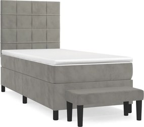 Box spring postel s matrací světle šedá 100x200 cm samet 3137827
