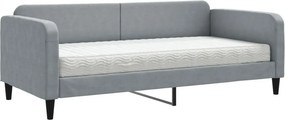 Válenda s matrací světle šedá 90 x 200 cm textil 3196798