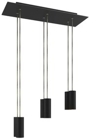 creative cables Závěsná lampa s 6 světly, s obdélníkovým XXL baldachýnem Rose-one, textilním kabelem a kovovými stínidly Tub-E14 Barva: Matný černý dibond