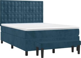 Box spring postel s matrací tmavě modrá 140x200 cm samet 3138089