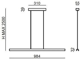 Linea Light 9811 Halfpipe_P, hliníkové závěsné lineární svítidlo, 28W LED 3000K, délka 98cm