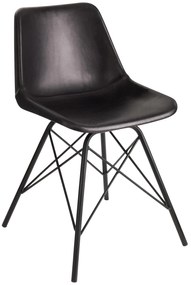 Černá designová židle Mocus potažená koženkou s kovovou konstrukcí - 46*49*79 cm