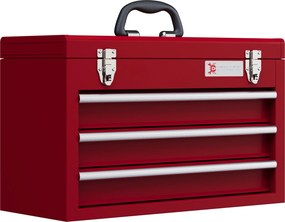 DURHAND box na nářadí prázdný 51x22x32cm se 3 zásuvkami a horní přihrádkou, rukojetí a zámkem, robustní ocelový box na nářadí v červené barvě | Aosom…
